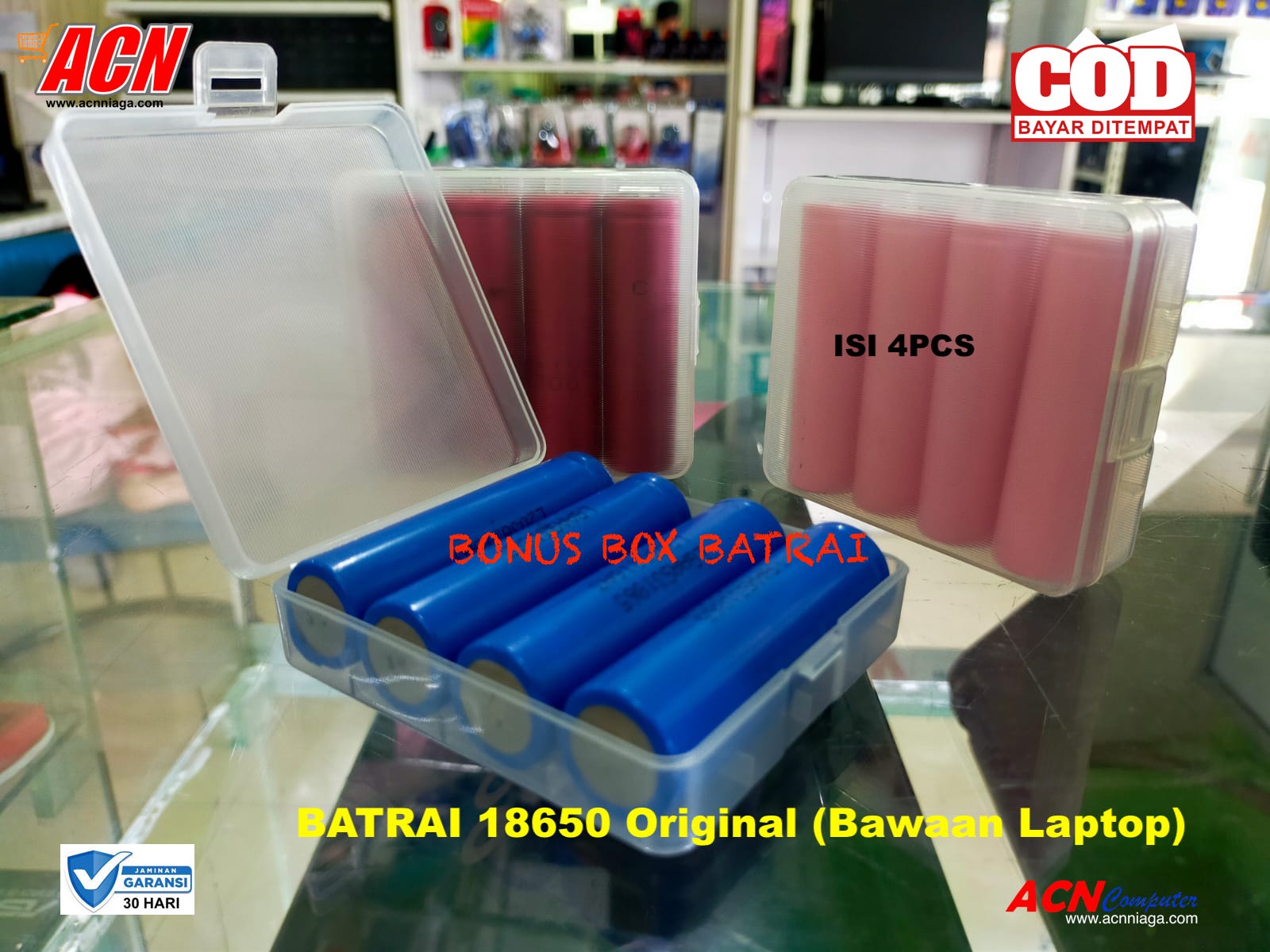 Batrai 18650 Original 3.7V 2500 mAh Rechargeable ISI 4 PCS BONUS BOX ...